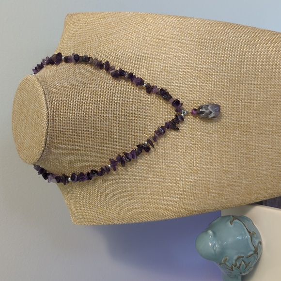 Jewelry | Natural Gemstone Amethyst Chip Necklace With Amethyst Chevron ...